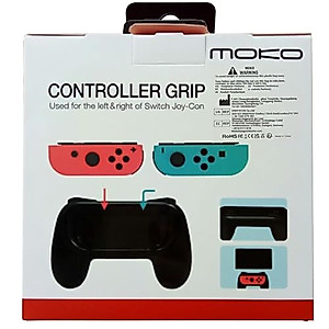 MoKo Grip for Nintendo Switch OLED Model Joycon & Switch Joy-Con, [2-Pack] Ergonomic Hand Grip Controller Handle Kit Compatible with Nintendo Switch/Switch OLED 2021 Joy Cons Controllers, Black