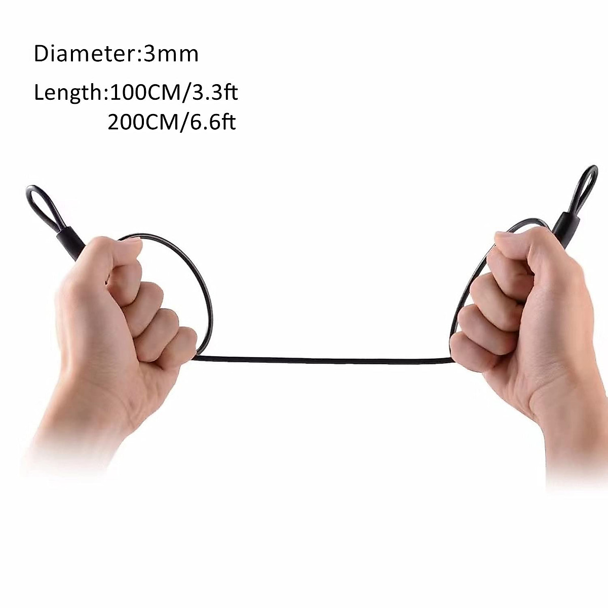 100CM/3.3ft 3mm Outdoor Travel Security Cable Lock,Braided Steel Coated Safety Cable Luggage Lock,Safety Cable Wire Rope Double Loop Lightweight GOMRQING (2 Pack)