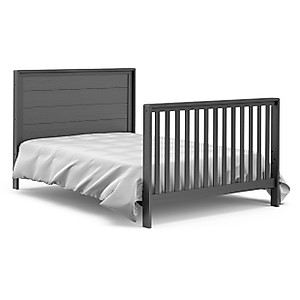 Storkcraft Luna 5-in-1 Convertible Crib with Drawer (Gray) – GREENGUARD Gold Certified, Crib with Drawer Combo, Full-Size Nursery Storage Drawer, Converts to Toddler Bed, Daybed and Full-Size Bed