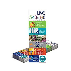 100 Nutrition Bookmarks for Kids | Live 54321+8 Bookmarks | 2 ½” x 7 ½”, 100 per Package, 2-Sided