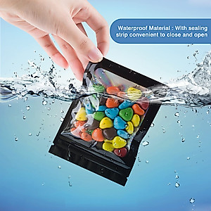 LODROC 100 Pieces Resealable Mylar Ziplock Bags with Clear Window - 5.5x7.8 Inches Smell Proof Bag Coffee Beans Packaging Pouch for Food Self Sealing Storage Supplies Jewelry Electronics Party, Black