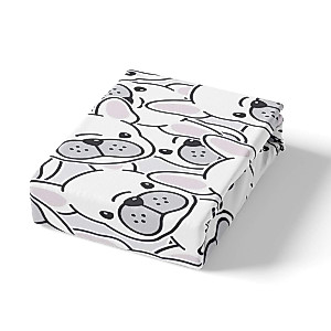 Dog Bedding Set French Bulldog Duvet Cover for Kids Boys Girls Cartoon Pet Dog Animal Print Comforter Cover Cute Bulldog Puppy Face Doodle Decor Bedspread Cover with 1 Pillowcase 2Pcs Bedding Twin
