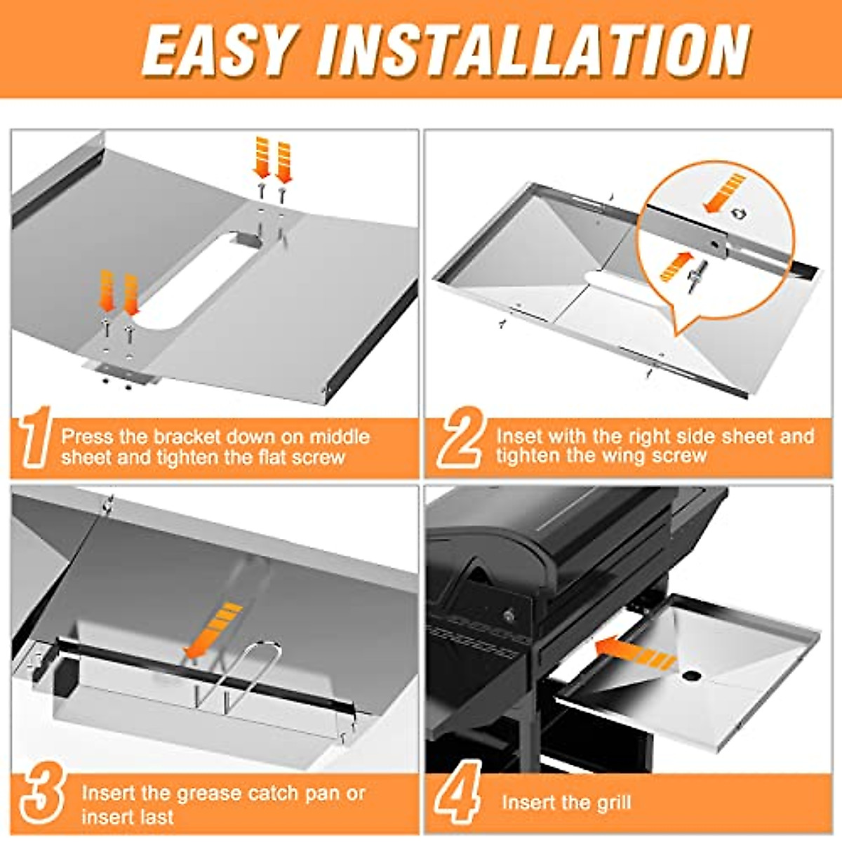 Grease Tray for Gas Grill with Catch Pan, Universal 24" - 30" Adjustable Stainless Steel Grill Grease Tray Replacement Parts for Dyna Glo, Nexgrill, Backyard, Expert, BHG, Kenmore and More Brand Grill