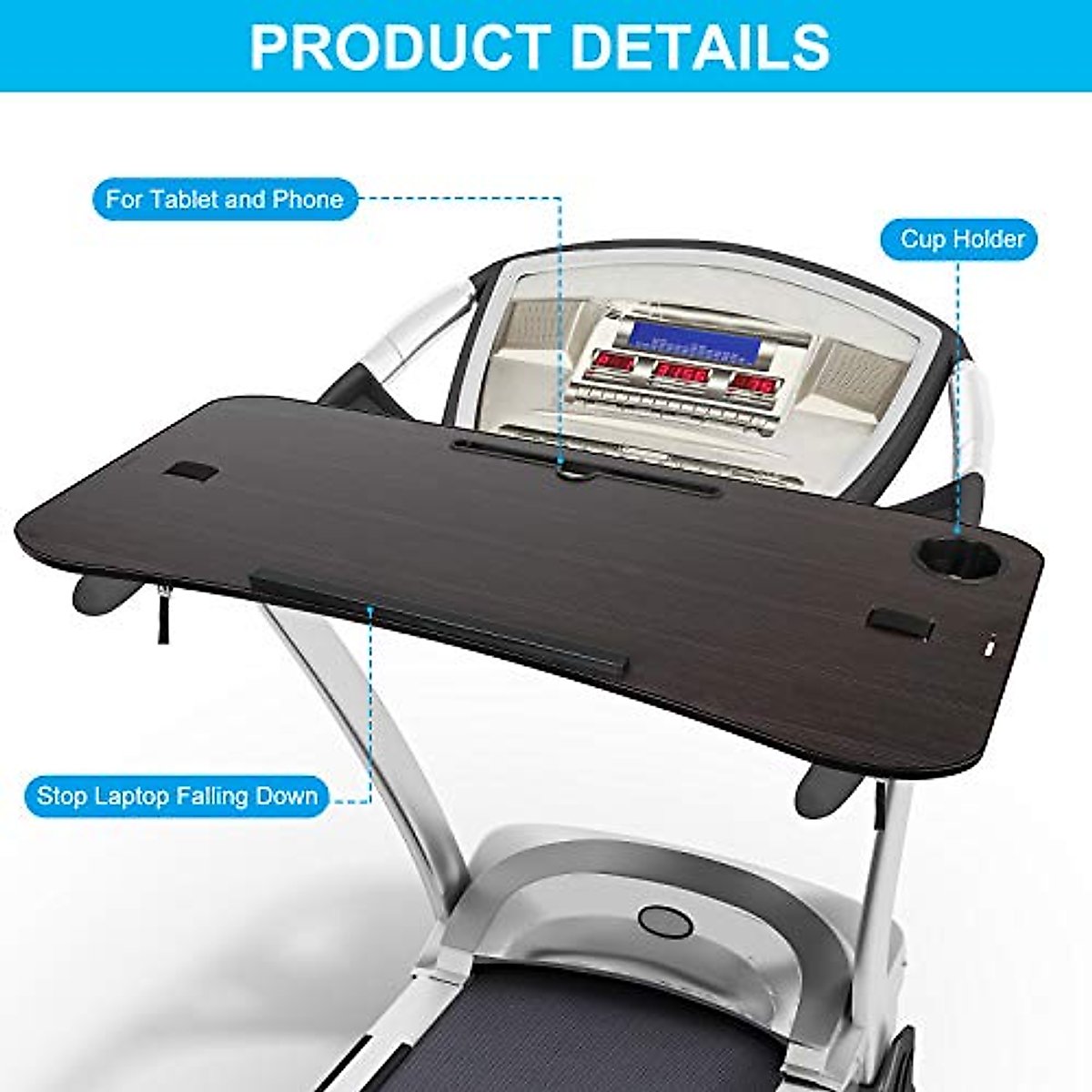 Treadmill Desk Attachment,Treadmill Laptop Desk,36 inches Ergonomic Platform, Big Treadmill Tray for Notebook/Laptop, Workstations for Treadmill Handlebars with Tablet Holder,Cup Holder