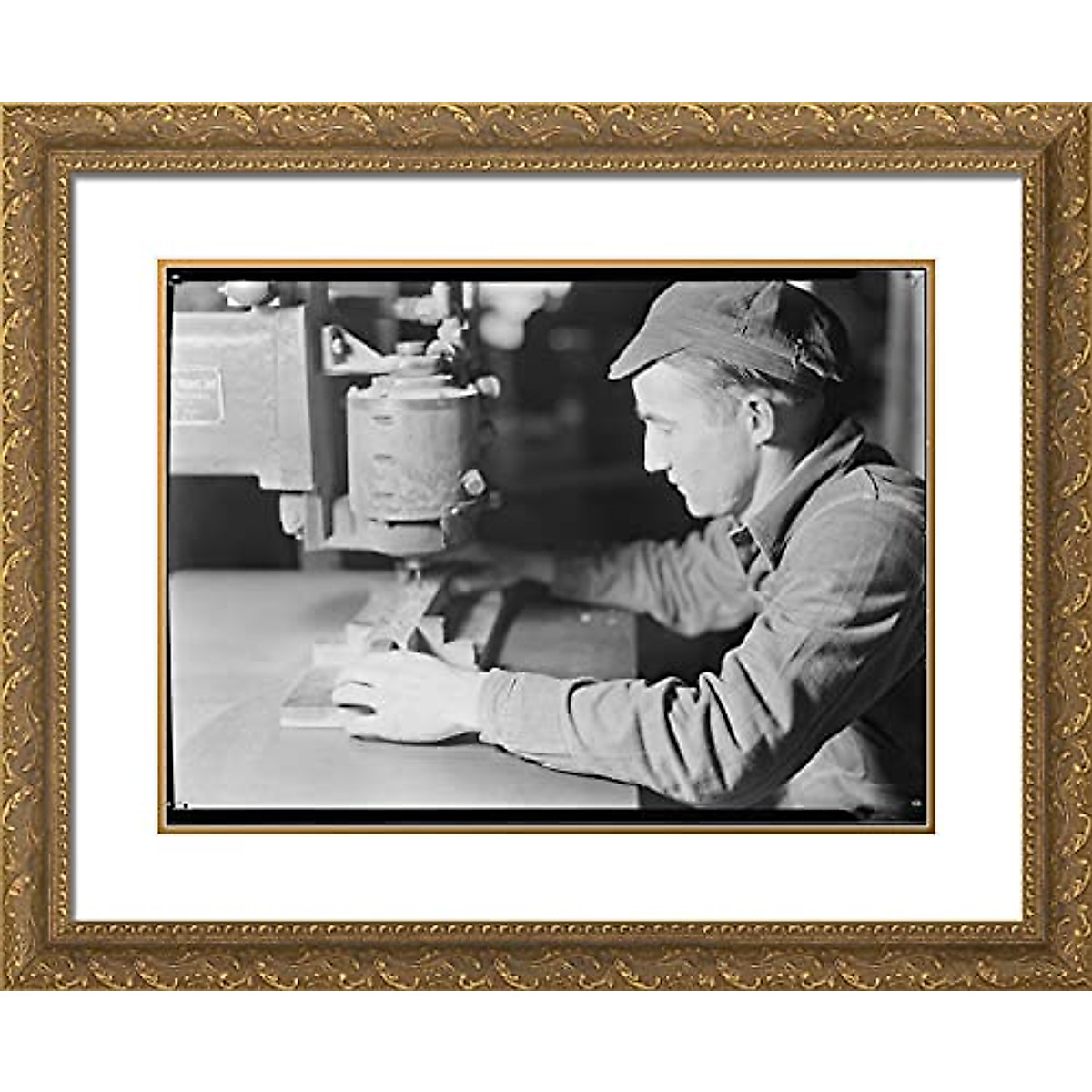 ArtDirect Hine, Lewis Wickes 24x20 Gold Ornate Framed Art Print with Double Matting Titled: High Point North Carolina Upholstering Tomlinson Chair Manufacturing Co. Air Rodder