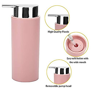 Otostar 6 Piece Bathroom Accessories Set Plastic Bath Accessories Lotion Bottles,Toothbrush Holder, Soap Dish,Toilet Brush with Holder,Trash Can,Tooth Mug Decorative Housewarming Gift (Pink)