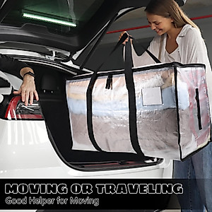 Dntorx 6 Pack Large Clothes Storage Bags with Lids Transparent Moving Bags Heavy Duty Moving Totes Packing Bags with Zips for Moving House Clothes Bedding Duvet Toys Storage