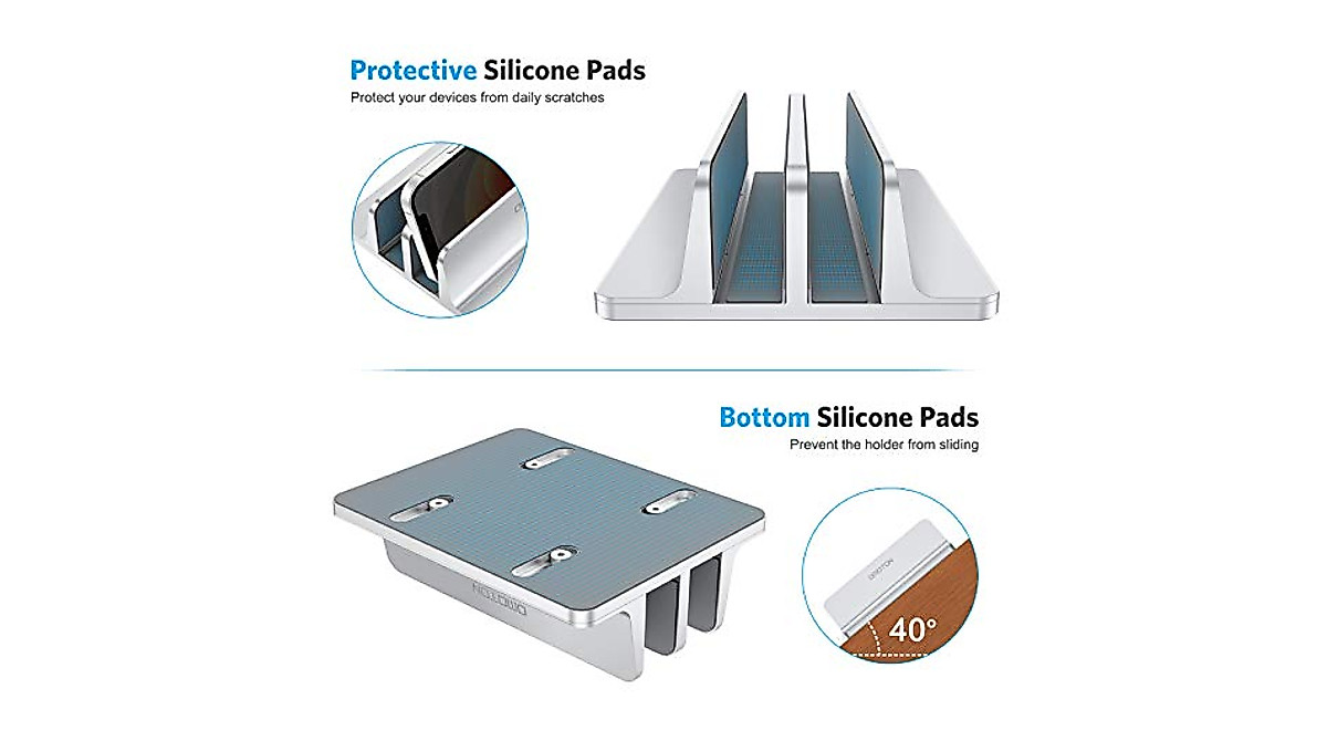 OMOTON Vertical Double Laptop Stand - Adjustable Desk Holder