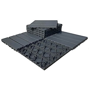 VVoodeinck 9 sq. ft Plastic Interlocking Deck Tiles,9 PCS Patio Tiles,12''x12''(30 x 30cm) Waterproof Outdoor Flooring All Weather Use, Floor Decking Tiles for Porch Poolside Balcony Backyard