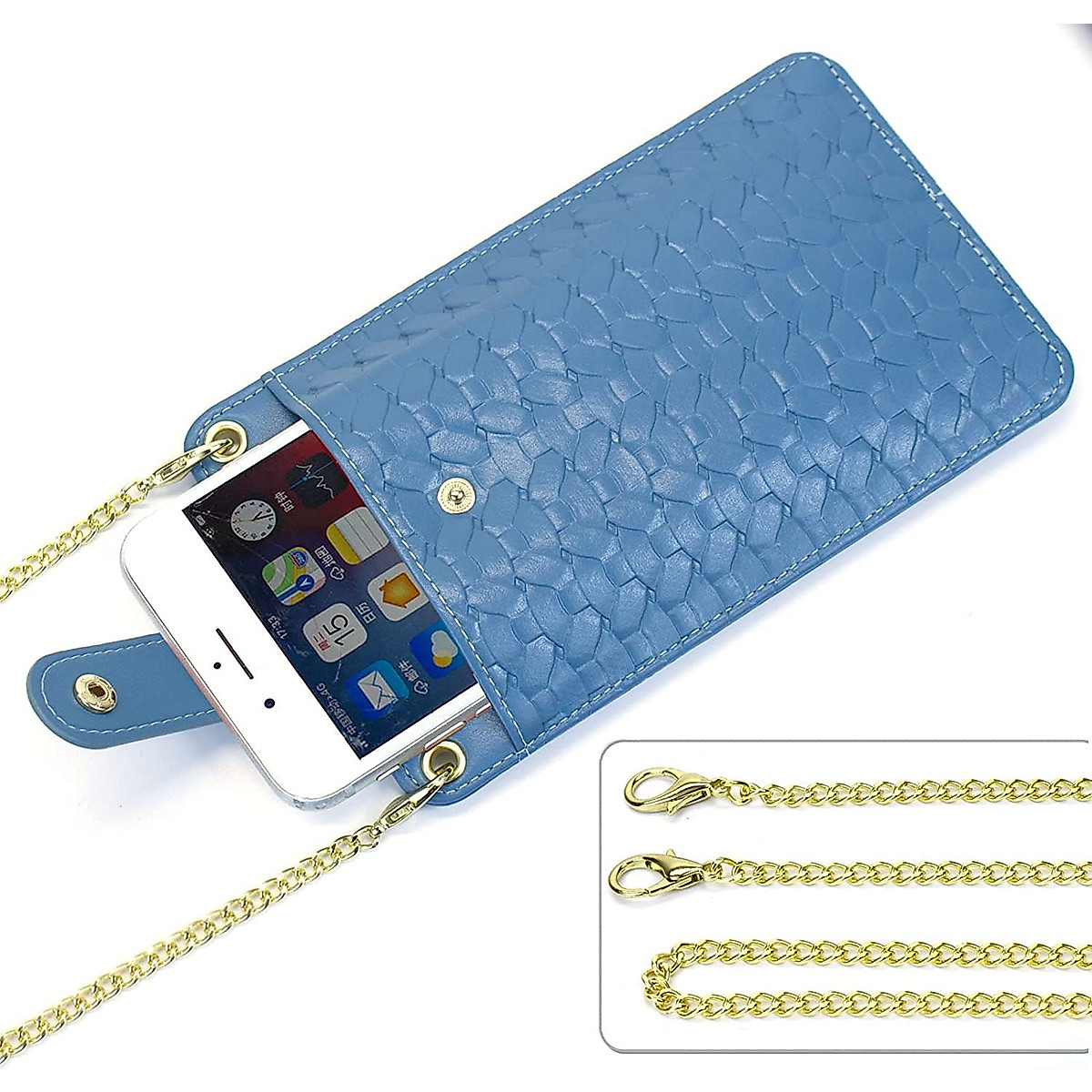 JIEGUB Cell Phone Purse Small Crossbody Bags for Women PU Leather Phone Pouch Card Slot Holder Wallet Case for 14 13 12 11 XR XS 8 7 Samsung Galaxy S22 S21 S20 S10 S9 S8 A13 A32 A42 A02S-Blue