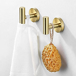 KES Bath Towel Hook Robe Hook for Bathroom Kitchen Wall Mount SUS 304 Stainless Steel Brushed Gold 2 Pack, A2164-BZ-P2