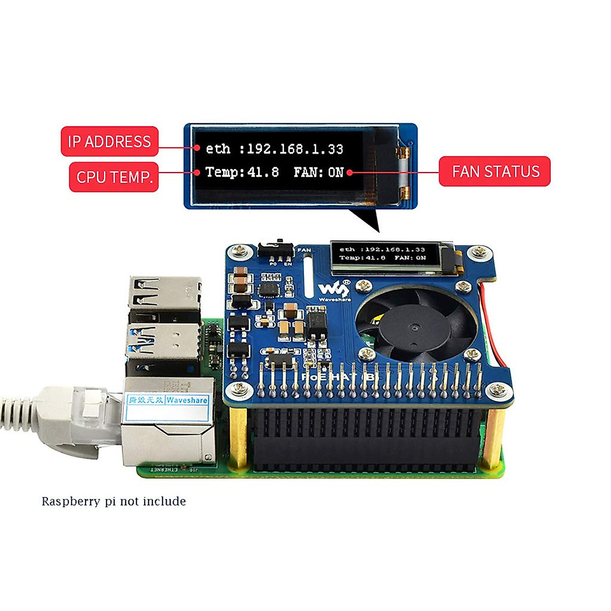 Power Over Ethernet HAT (B) for Raspberry Pi 3B+/4B,802.3af Compliant Power Over Ethernet Accessory Power Sourcing Equipments Needed