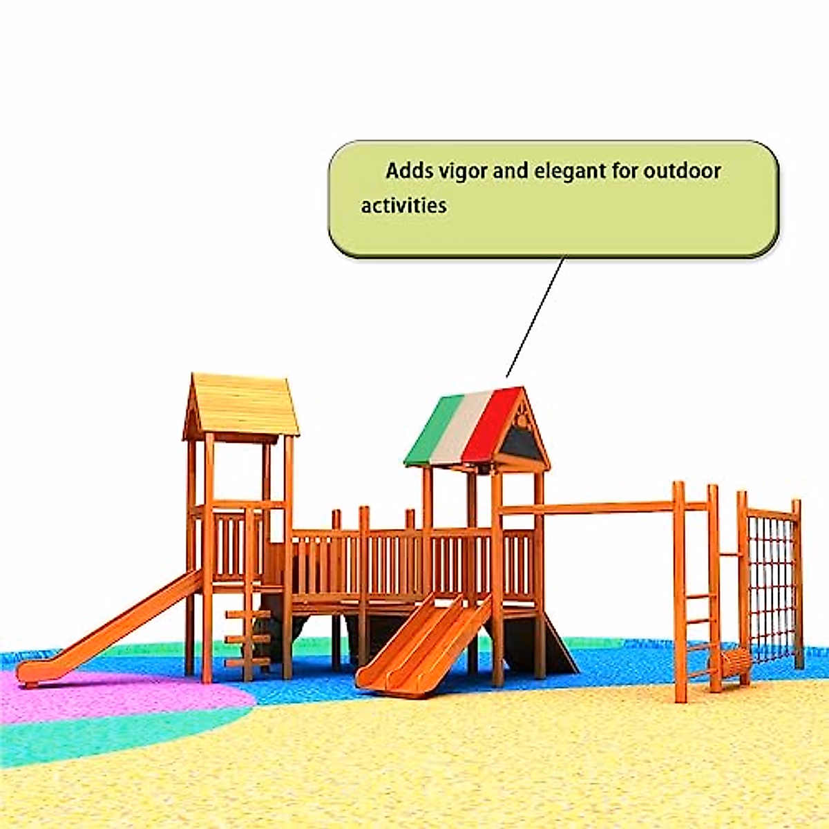 210D Oxford Cloth Swing Set Canopy Outdoor Roof Cover Waterproof Replacement for Backyard,Kids Playground and Other Outdoor Activities 52" x 89" (Green red Beige)