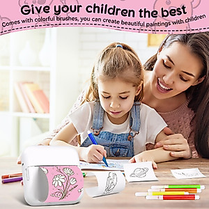 Qoosea Mini Printer Portable Printer with 13 Rolls Paper Storage Bag Thermal Sticker Printer Bluetooth App for Phone for Notes Pictures DIY Label Gift for Kids Friends