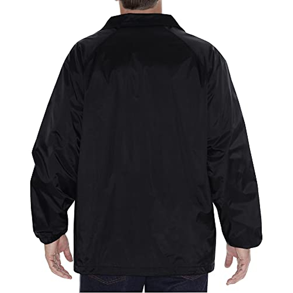 Dickies Men's Snap Front Nylon Jacket, Black, Large