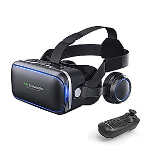 VR Headset for iPhone & Android Phone,3D VR Glasses for TV,Movies & Video Games,VR Headset with Remote Controller,Virtual Reality Headset for iPhone/Android Phone Compatible 4.7-6 inch
