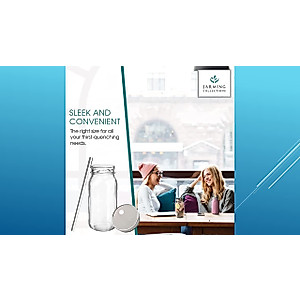 Reusable Boba Bubble Smoothie Cup Regular Mouth 24 oz Glass Mason Jar with Wide STAINLESS STEEL Straws Boba Cup and Lid and Straw-Drinking Lid- 100% ECO FRIENDLY by Jarming Collections