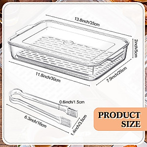 2 Pcs Bacon Storage Container for Refrigerator with Tong, Bacon Deli Meat Storage Container with Perforated Tray for Freshness, Clear Plastic Meat Saver for Fridge Food