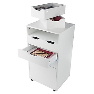 Winsome Halifax Bins & Drawers Multi-Storage Tall Mobile Cabinet, White