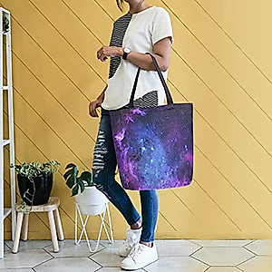 Top Handle Handbags 96 Shoulder Tote Bag Universe Galaxy Nebula Space Tote Washed Canvas Purses Bag for Women Girls
