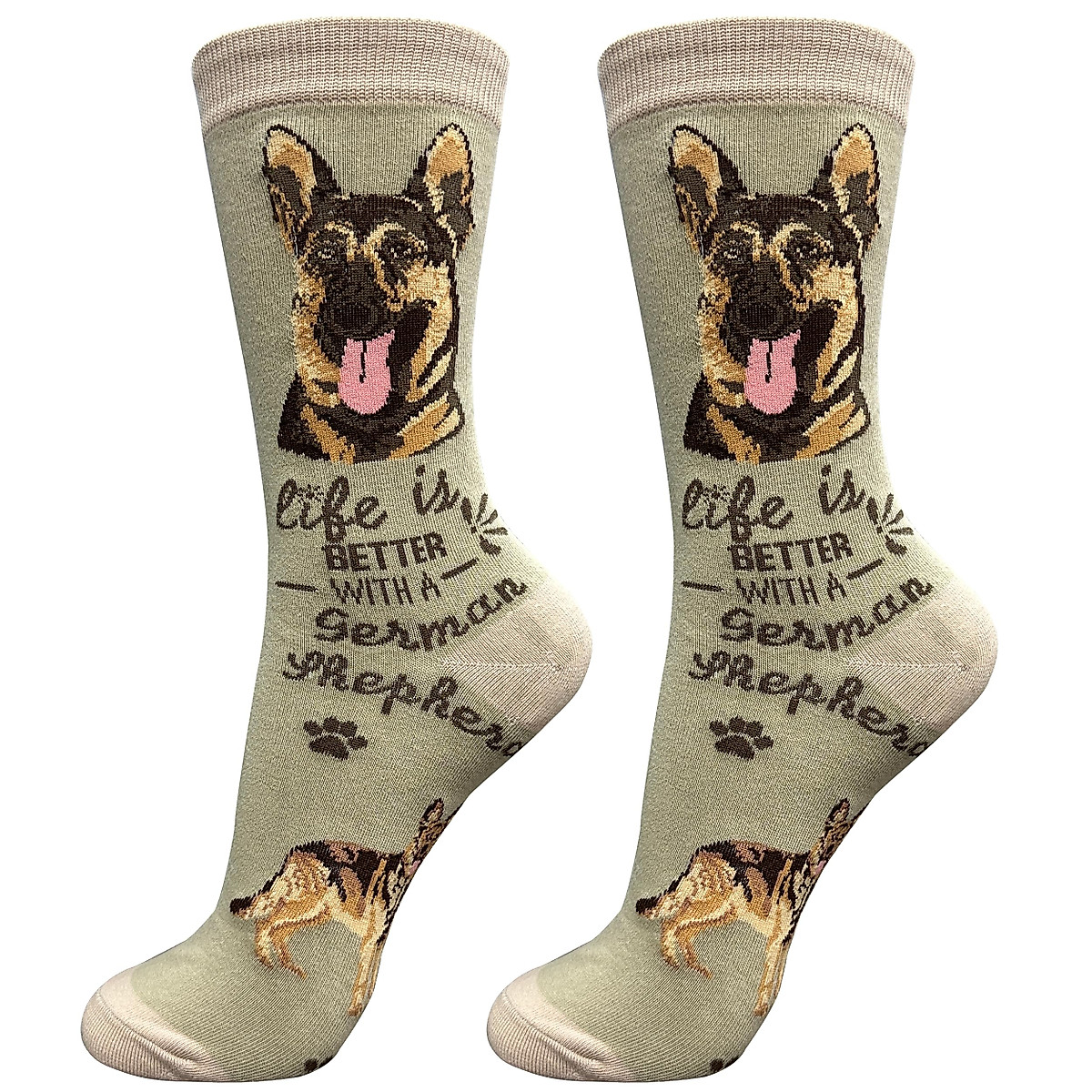 E&S Pets Pet Lover Socks - Dog Socks - Cat Socks - Fun Pet Lover Gifts - Cute Crew Socks - Unisex Novelty Socks - One Size Fits Most (German Shepherd)
