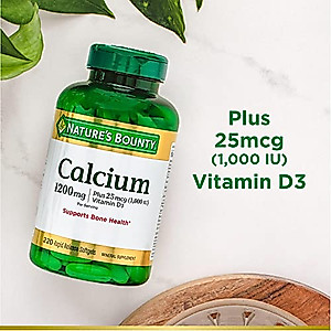 Nature’s Bounty Calcium 1200 mg With Vitamin D3, Bone Health & Immune Support, 1000 IU, 220 Softgels