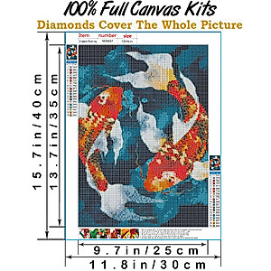 Hestarcul 5D Diamond Painting Halloween Kit,Diamond Art Kits for Adults,Diamond Dots,Paint with Diamonds Round for Gift,Wall Decor(12x16) (Koi)