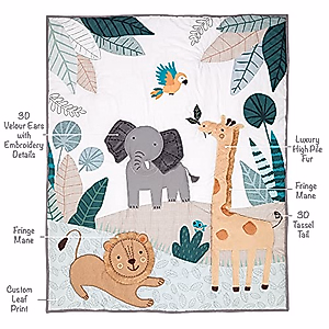 Lambs & Ivy Jungle Friends 5-Piece Safari Animals Nursery Baby Crib Bedding Set