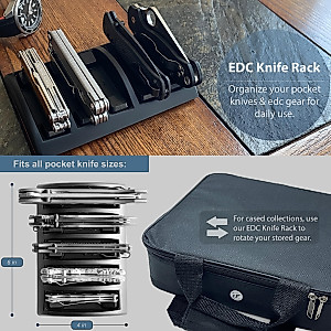 SnakeBelly EDC Knife Rack - EDC Gear Organizer Tray - Holder for Knives & Accessories (Black)