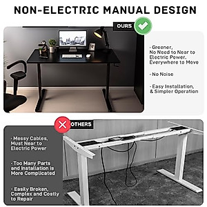 QLLY Height Adjustable Standing Desk 47 Inch/120cm, Sturdy Working Writing Table for Home Office Workstation, Black