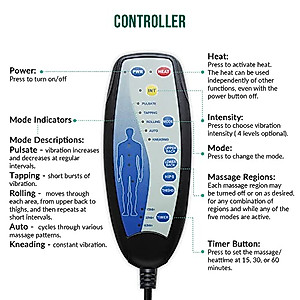 Snailax Chair Massager, Back Massager with Heat, 5 Vibration Massage Nodes, Massage Chair Pad, Seat Chusion, Gifts for Men