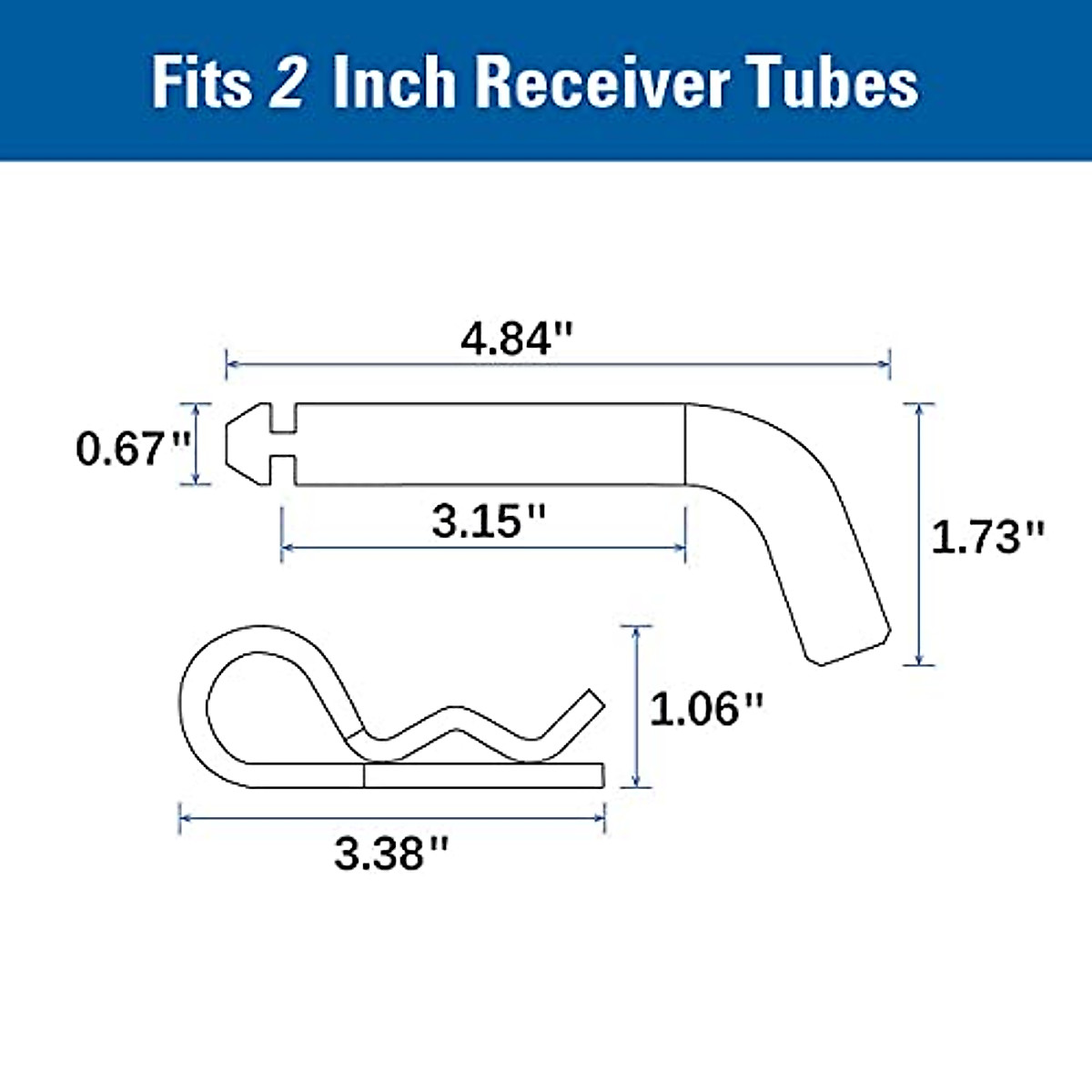 KAITWOSON 52015P Trailer Hitch Extension Receiver Tube Extenders, 7 inches Length, with one Clip and one pin. 3500 lbs. GTW