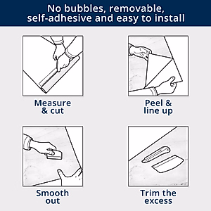 Instant Granite Premium Kitchen Countertop Vinyl Laminate Cover | Easy Installation | Displays No Seams | Peel & Stick | Durable Self-Adhesive | 36” x 144” | Marble Design | Black (12ft)