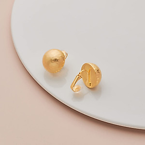 LILIE&WHITE Burnt Gold Clip On Earrings For Women Round Clip Earrings Women Fake Earrings Costume Jewelry For Women