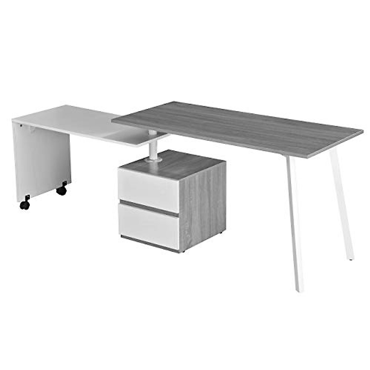Techni Mobili Rotating Modern Multi-Positional Desk, Grey
