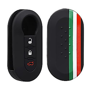 kwmobile Silicone Key Fob Cover Compatible with Fiat Lancia 3 Button Car Flip Key - Italy Green/Red/Black