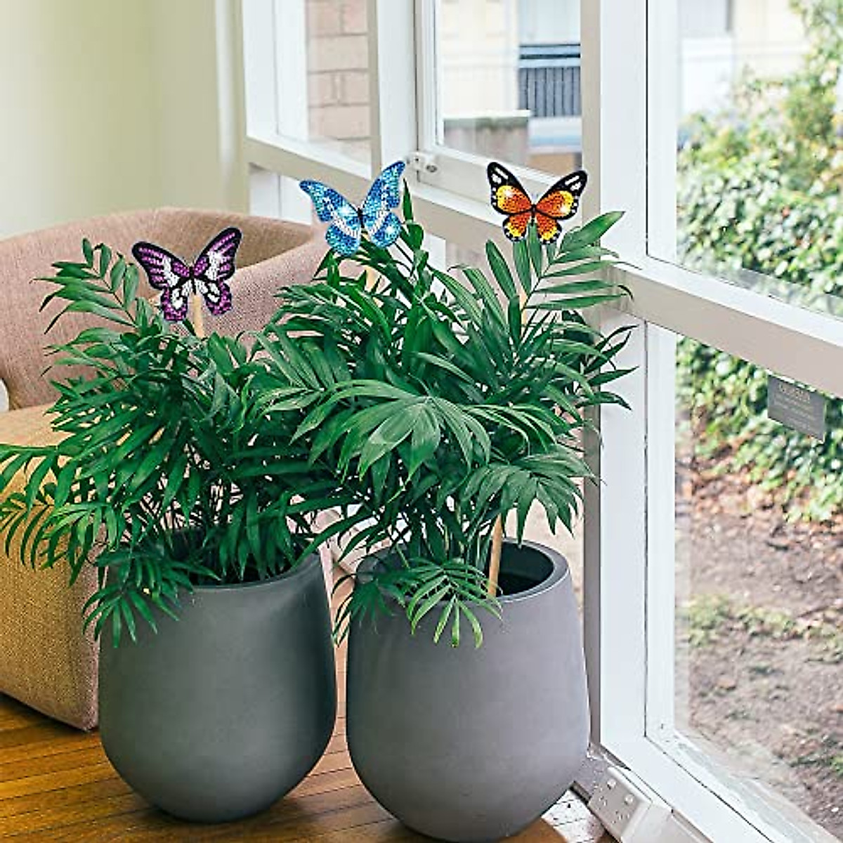 Vcekract 8 Pcs Butterfly Diamond Art, Diamond Painting Kits for Garden Decor, Butterfly Stakes Diamond Art Kits, Butterfly Diamond Art Club, Butterflies for Crafts