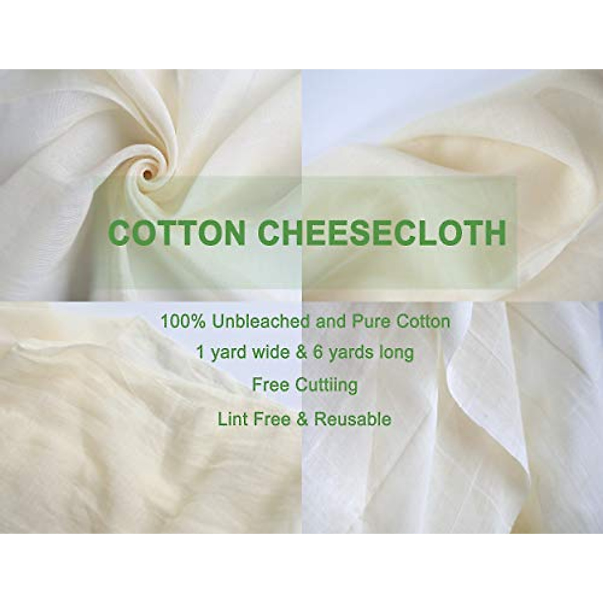 YJL Cheesecloth for Straining, 54 Sq Feet, 100% Cotton Grade 90 Unbleached Cheesecloth, Fine Cheesecloth | 6 Yards Cheese cloths for Cooking | Straining | Canning | Steaming and Reusable Cheesecloth