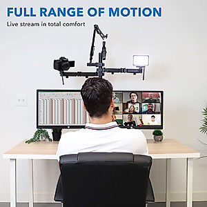 Mount-It! All in One Live Streaming Equipment | 5 Arm Streaming Desk Mount That Holds Dual Monitors, Cameras and Ring Light with Mic | YouTube Setup for Recording and Facebook Live Equipment