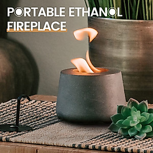 Tabletop Fire Pit - Concrete Fire Bowl, Mini Portable Tabletop Fireplace for Indoor Outdoor, Rubbing Ethanol Alcohol Round