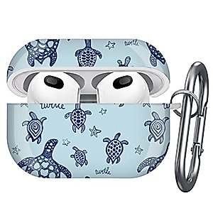 Art-Strap Case, Compatible with AirPods 3 - Shockproof TPU Gel Protection Cover Shell with Keychain Carabiner, Replacement for Apple AirPods (Turtle Bright Ornament)
