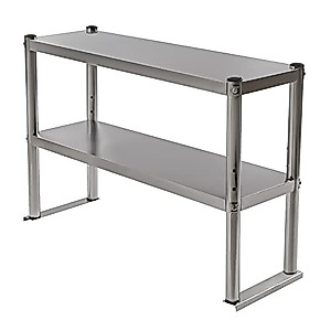CNCEST 36 * 12 * 23in Stainless Steel Double Over-Shelf,Tier Over-Shelf 0-1.97in Height Adjustable for Kitchens/Factories/Workshops,Space-Saving and Easy to Install