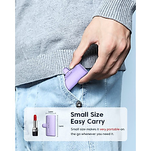 Kuulaa Portable Charger USB C Power Bank 4500mAh Small Portable Phone Charger Android Compact Plug in Battery Pack Portable Compatible with iPhone 15, Samsung Galaxy, Moto, LG, Pixel, Purple