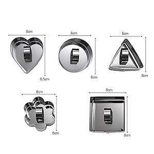 5 PCS Cake Rings Food Cooking Mould with Push Lid Shapes Stainless Steel Desserts Making Catering Business Cooking.