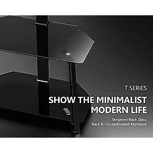 Floor TV Stand with Storage for 23-55 Inch TVs Universal Corner TV Stand for Media-Height Adjustable Glass Entertainment Center with Mount TV Stands Cable Management,VESA 400x400mm