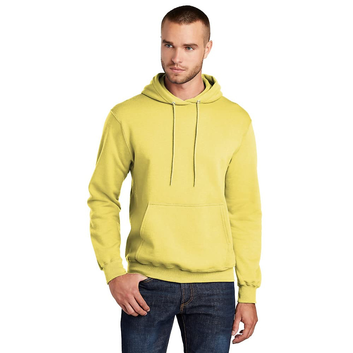 Port & Company - Men's Classic Pullover Hooded Sweatshirt Yellow