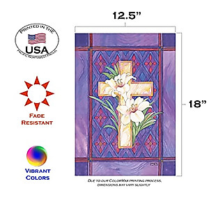Toland Home Garden 112516 Lily & Cross Easter Flag 12x18 Inch Double Sided Easter Garden Flag for Outdoor House religious Flag Yard Decoration