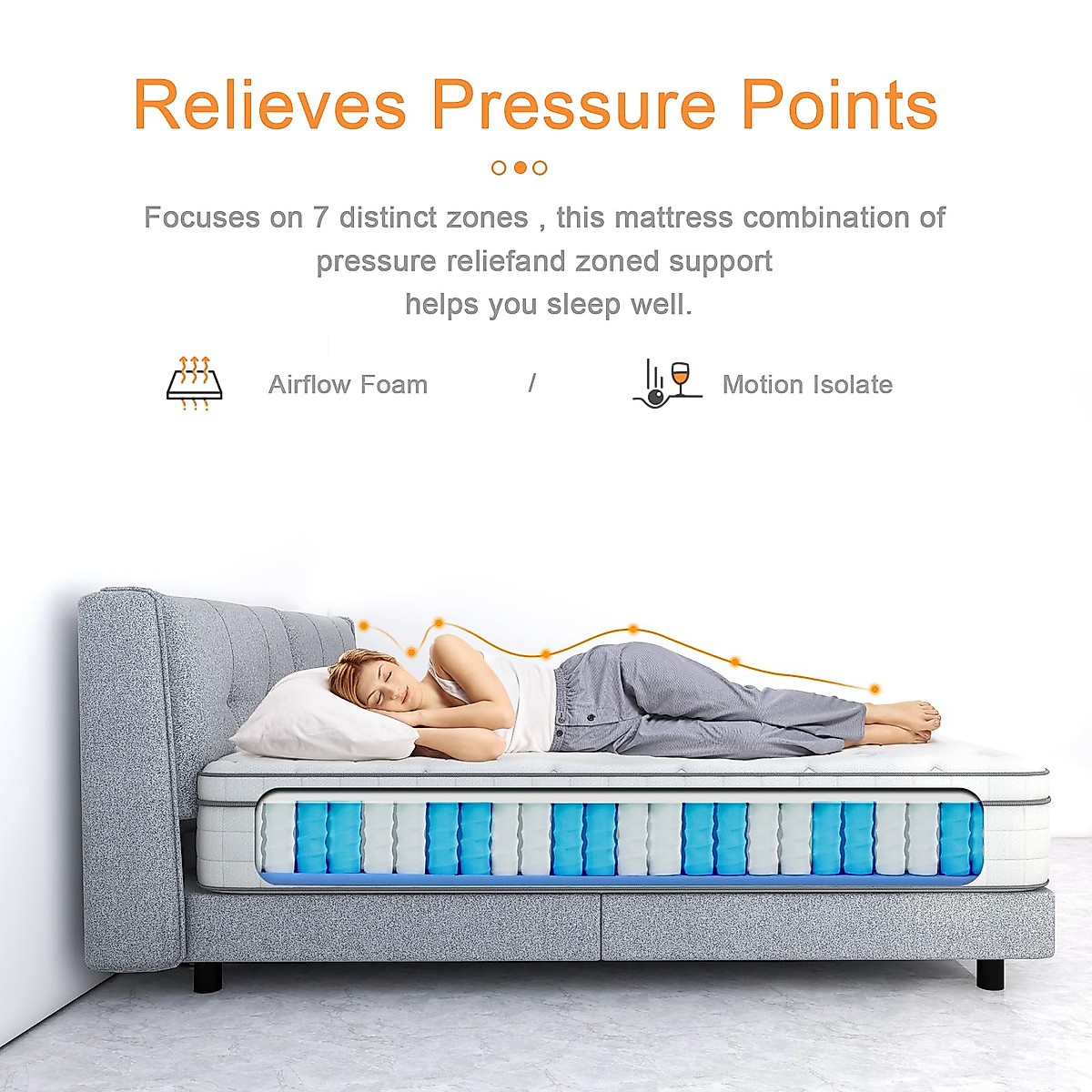 Gegcucey Full Mattress, Innerspring Mattress with Breathable Foam and Pocket Spring for Motion Isolation, Medium Firm Hybrid Mattress in a Box (10Inch, Full