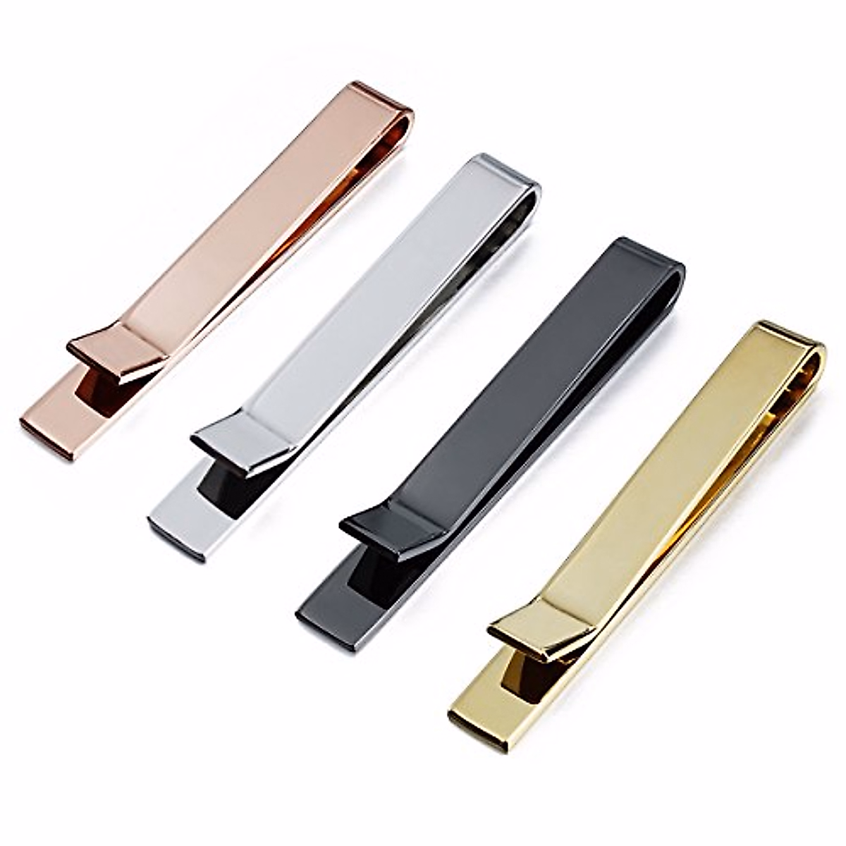 HAWSON Tie Clip-Skinny Tie Bar for Mens 4Pcs Initial Tie Clips Suitable for Wedding Anniversary Business and Daily Life Come with a Black Gift Box