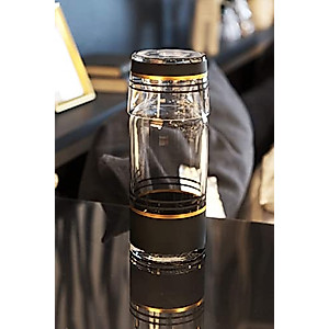 GENERİC ONS ELITE Bedside Water Carafe with Glass Set, European Quality Glass, Glass Carafe 24 oz Cup 4.5 oz , Bedside Carafe Pitcher and Cup, Night Carafe with Glass, Made in Europe, Black